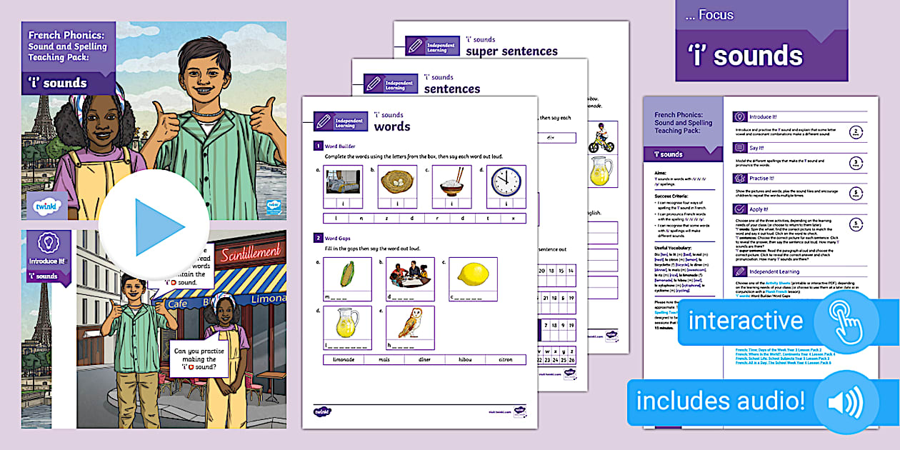 👉 French Phonics: Sound and Spelling Pack: 'i' sounds