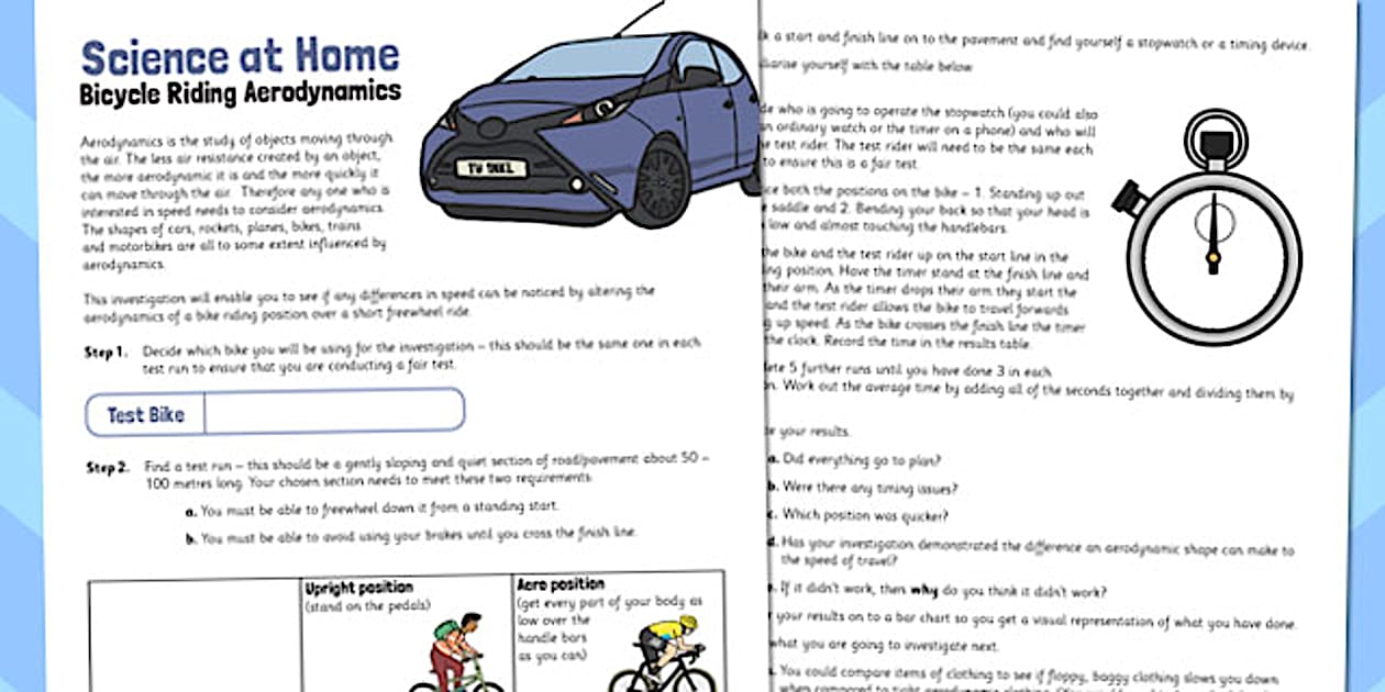 Bicycle Riding Aerodynamics Worksheet / Worksheet - Twinkl