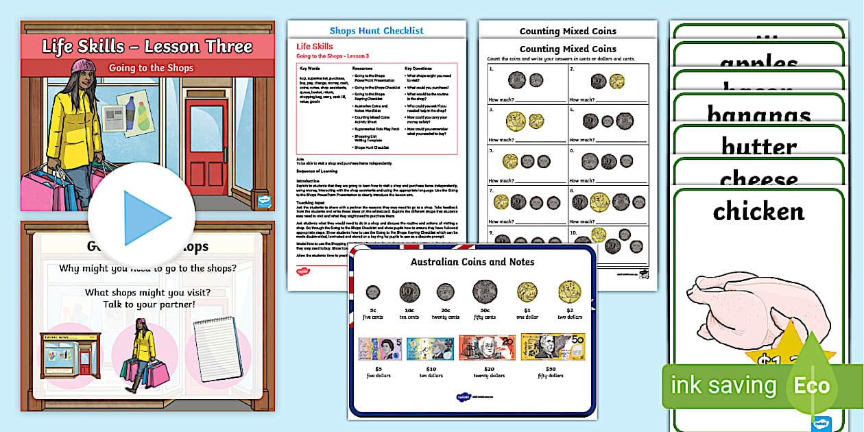 Life Skills Lesson 3 - Going to the Shops (teacher made)