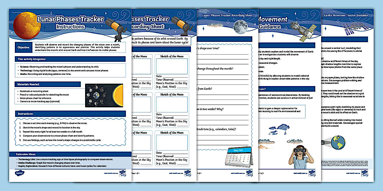 STEM Outdoors: Lunar Phases Tracker (teacher made) - Twinkl