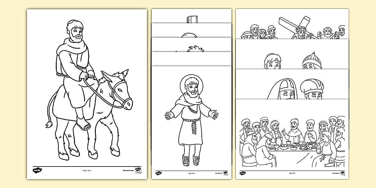 Easter Story Colouring Sheets (teacher made) - Twinkl