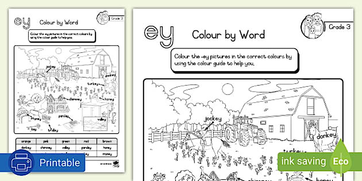 Grade 3 Phonics Colouring Page -ey - Twinkl