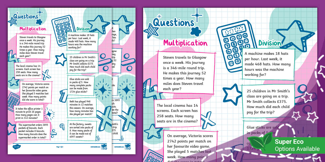 Multiplication and Division: Word Problems (Ages 9 - 10)