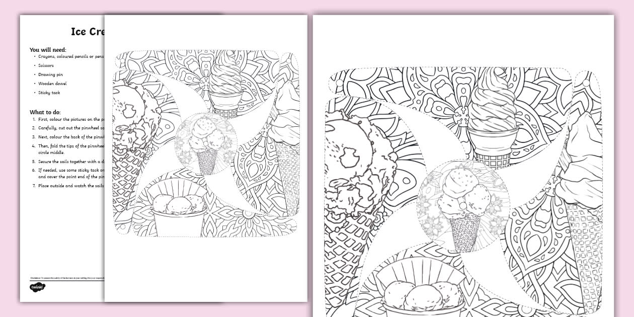 Ice Cream Pinwheel Activity - Twinkl Visual Arts - Twinkl
