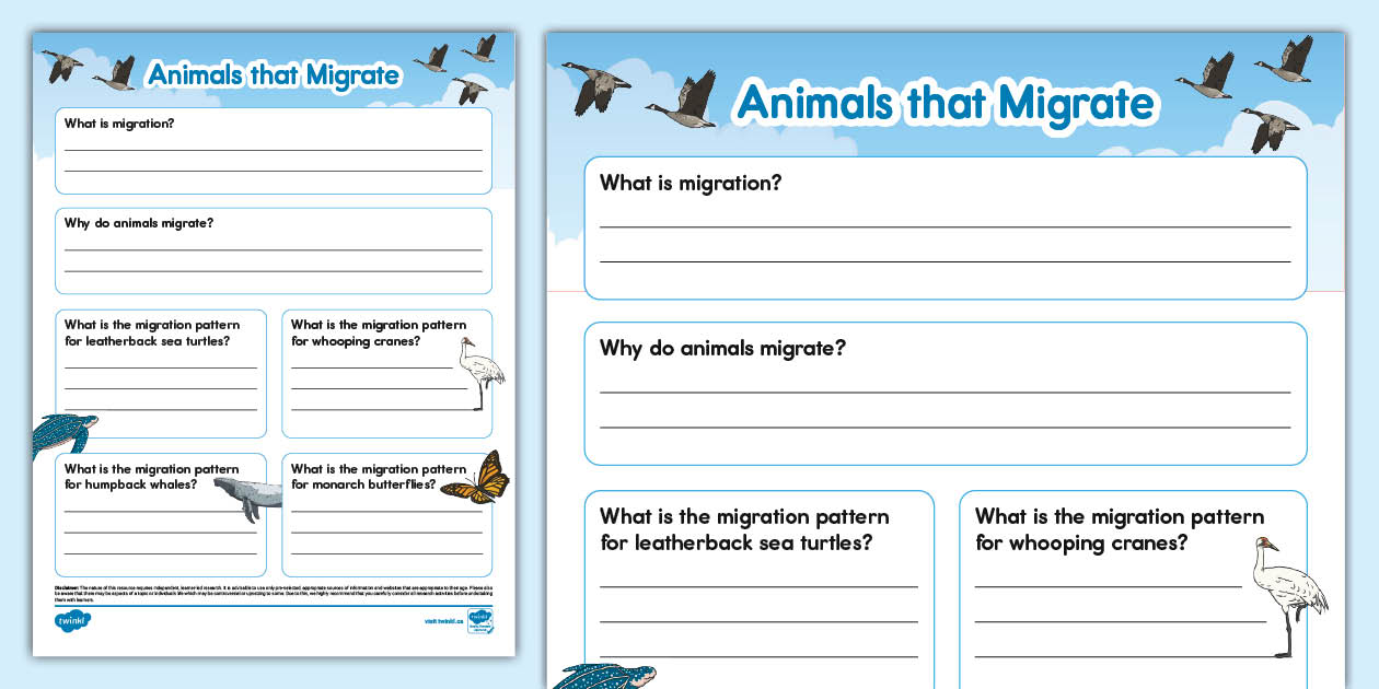 Animals that Migrate Fact File Template (teacher made)