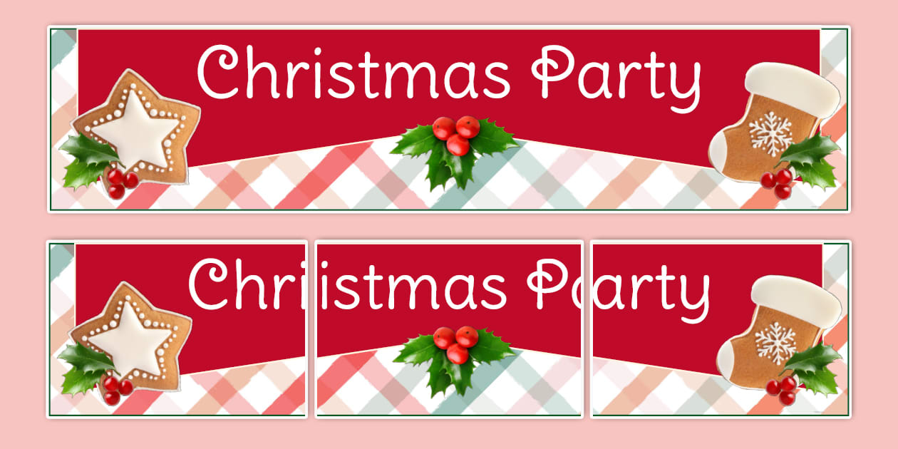 Gingerbread Christmas Themed Christmas Party Display Banner