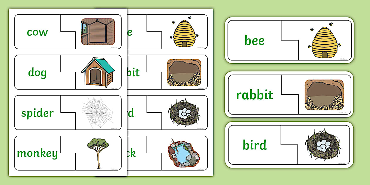 Animal Homes Matching Puzzle (teacher made) - Twinkl