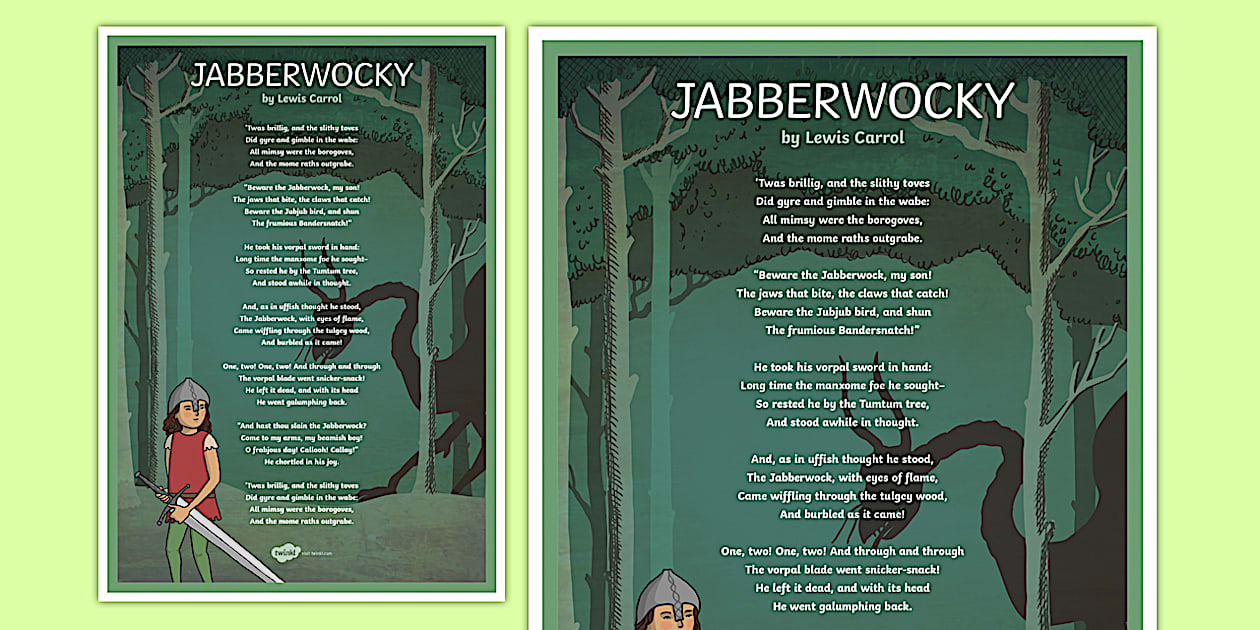 Jabberwocky Poem by Lewis Carroll | Illustrated Poster