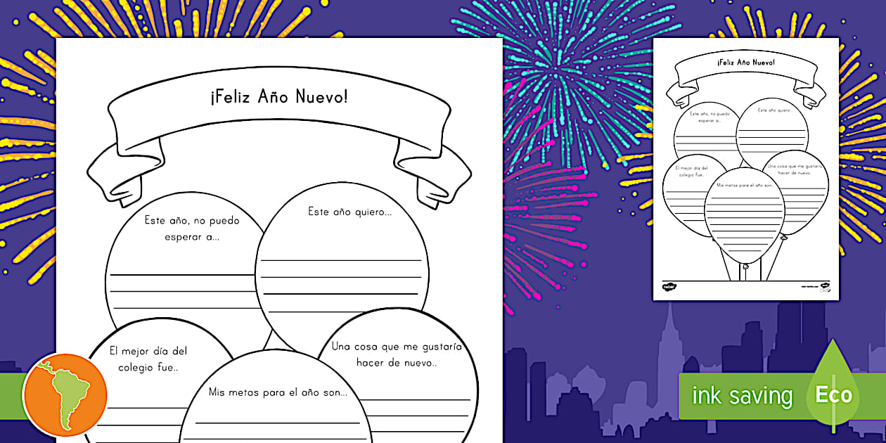 Ficha de actividad: Año Nuevo (teacher made) - Twinkl