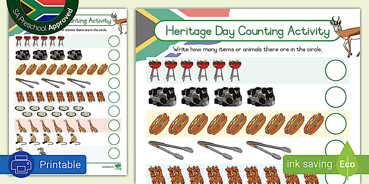 Heritage Day Counting to 10 Activity Sheet (teacher made)