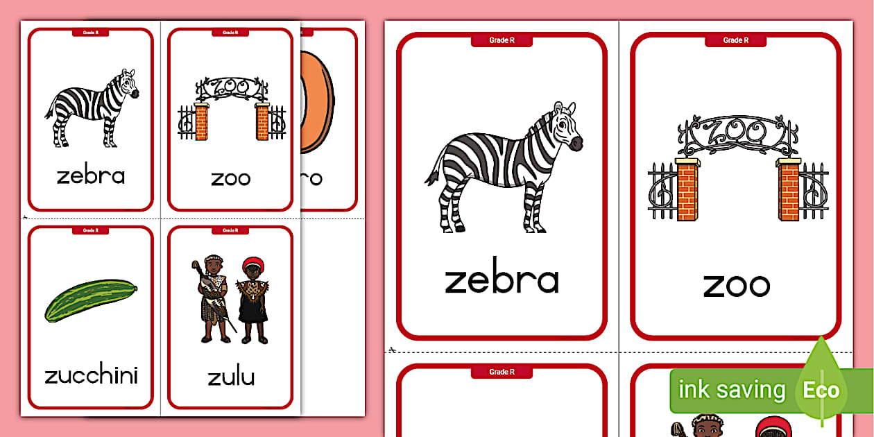 Gr. R Phonics: Z Flashcards (professor feito) - Twinkl