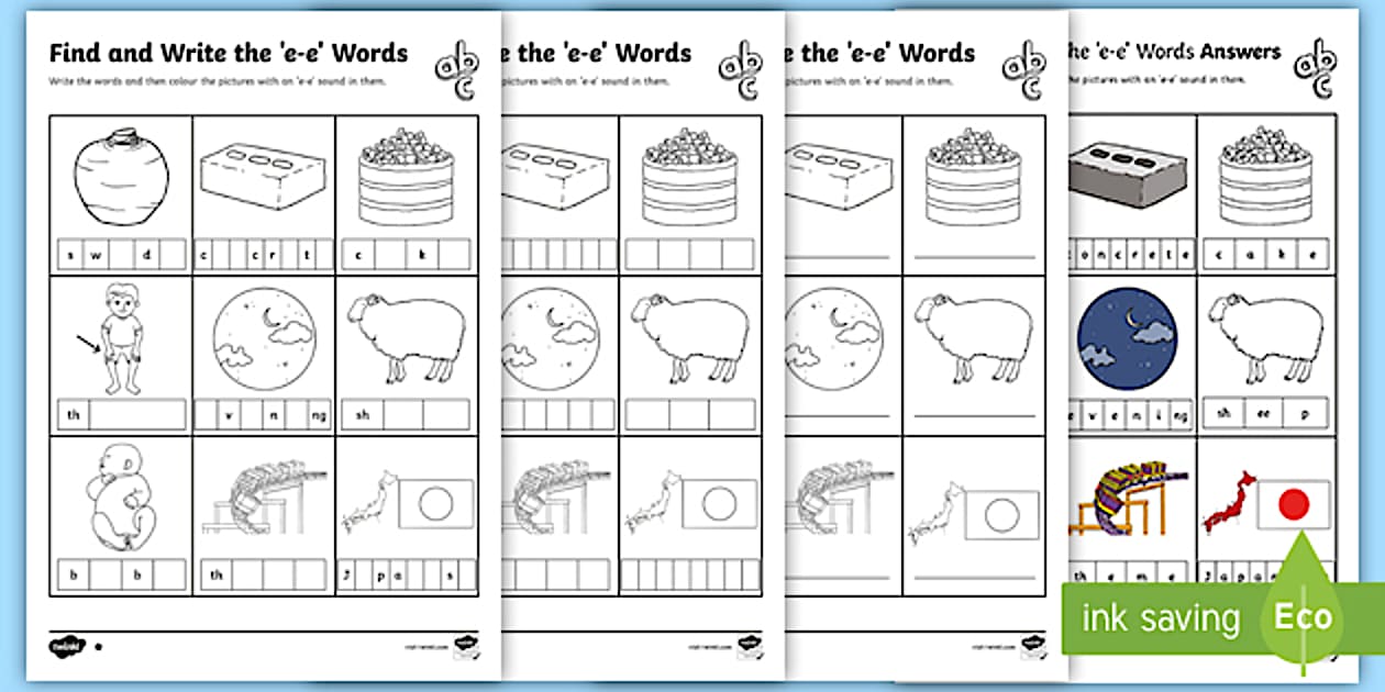 Editable Find and Write the e-e Words Differentiated Worksheets