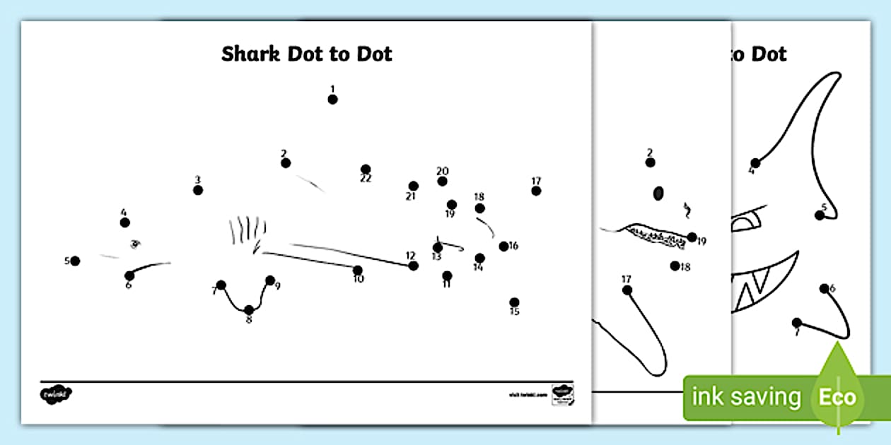 Shark Dot to Dot Activity - Educational Resources - Twinkl