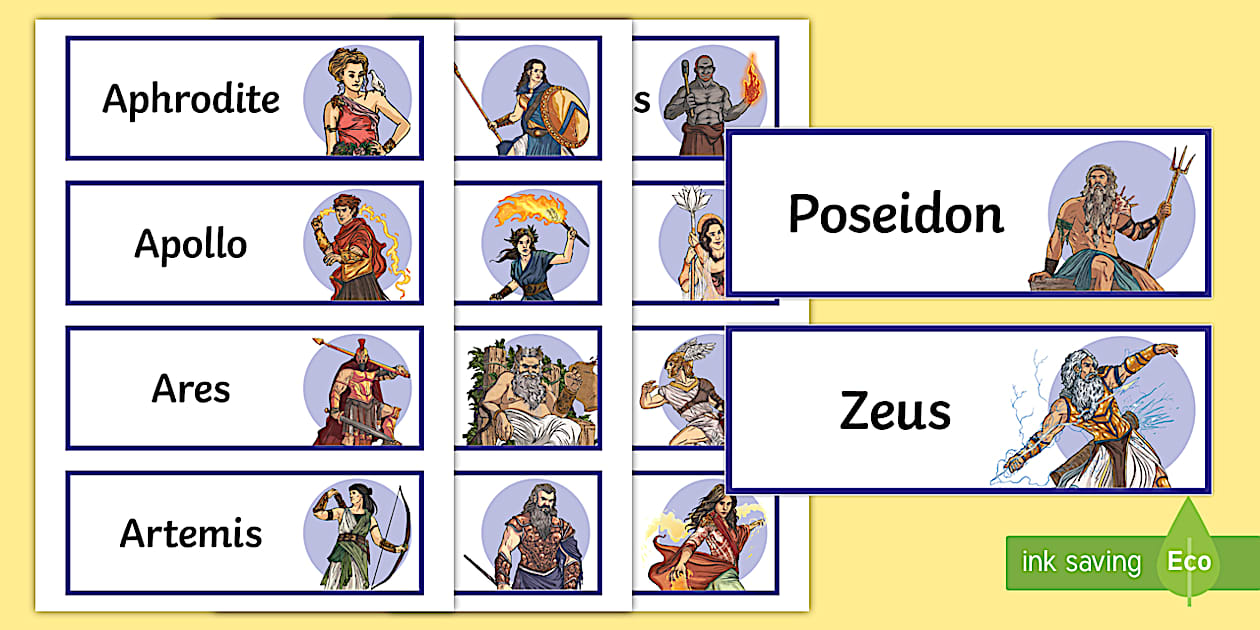 Editable Ancient Greek Gods Word Cards - Twinkl