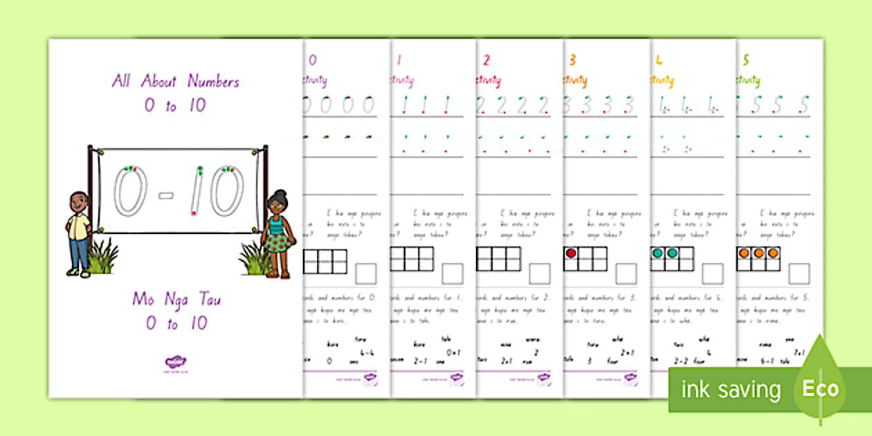 New Zealand Numbers 1-10 Bilingual Booklet (teacher made)