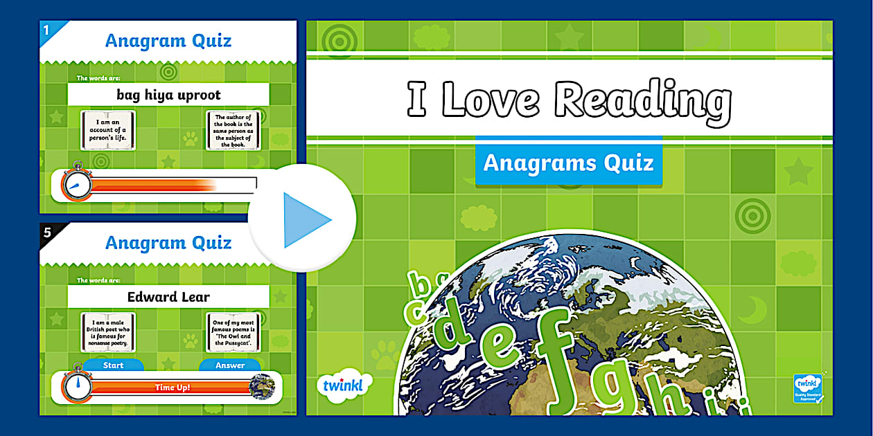 KS2 I Love Reading Anagrams Quiz (teacher made) - Twinkl