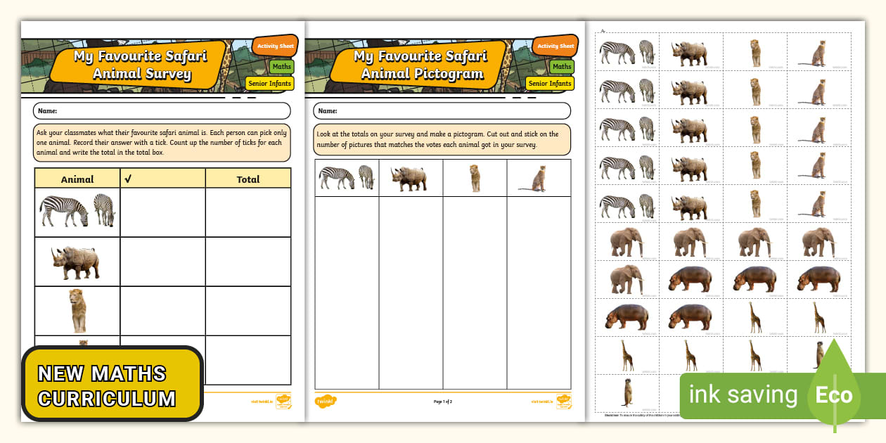 Safari Animals Data Activity Sheet | Safari Animals | Twinkl