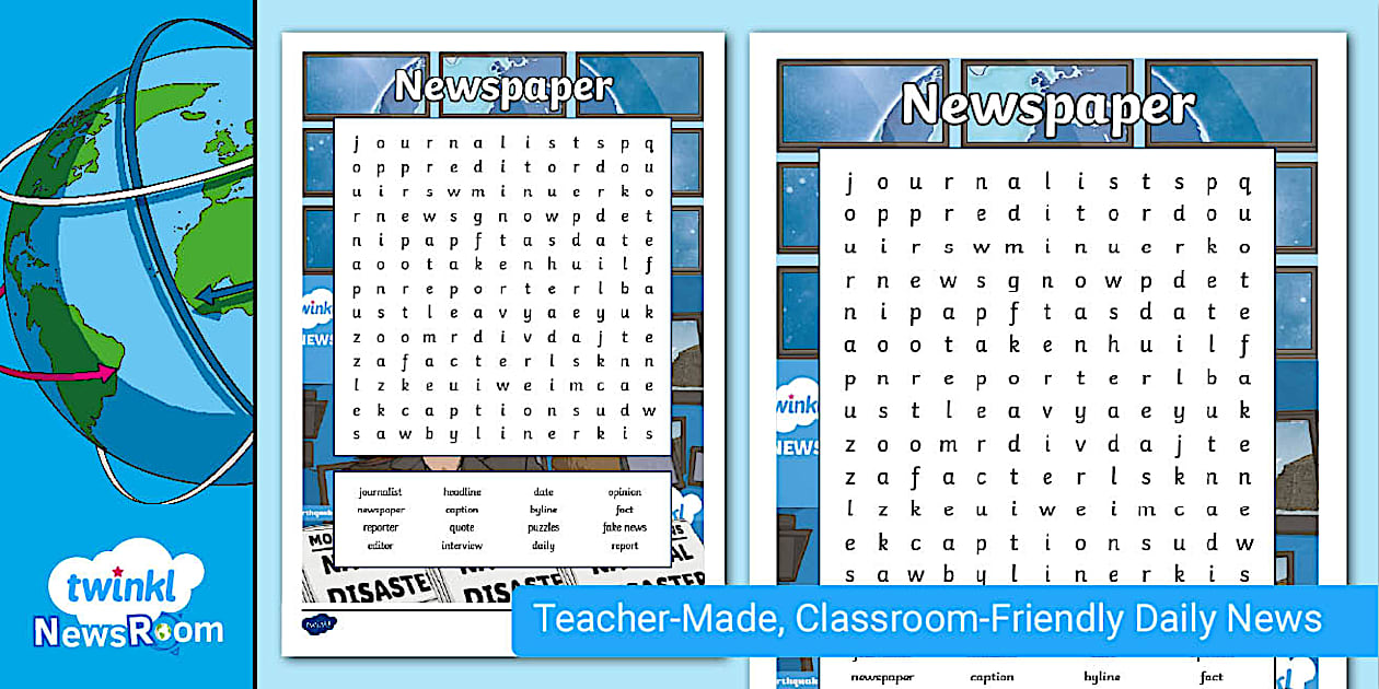 Newspaper Word Search (teacher made) - Twinkl