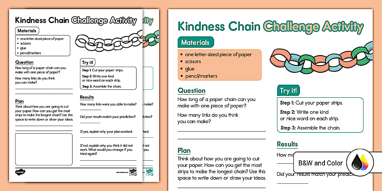 Kindness Paper Chain Challenge Worksheet | Twinkl USA