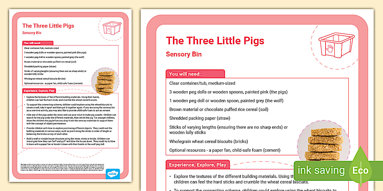 The Three Little Pigs Sensory Bin | Twinkl (teacher made)