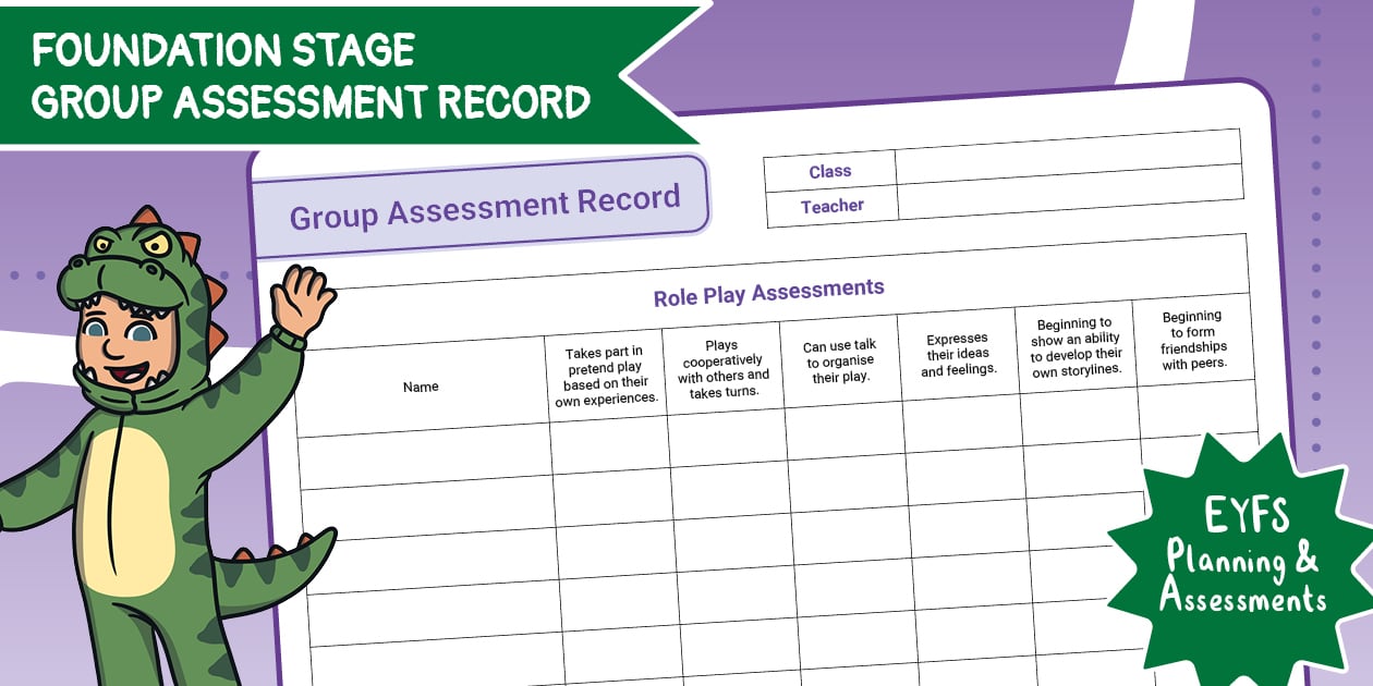 NI EYFS Foundation Stage Role Play Group Assessment Record