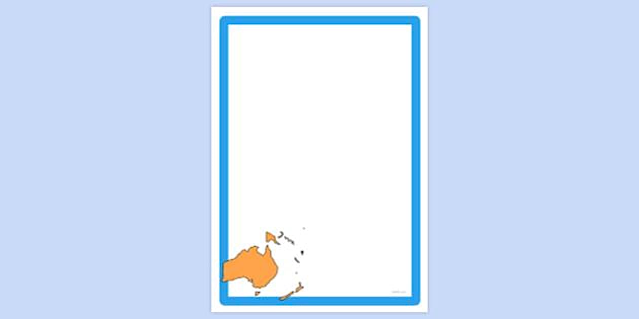 Simple Blank Oceania Map Page Border | Page Borders | Twinkl