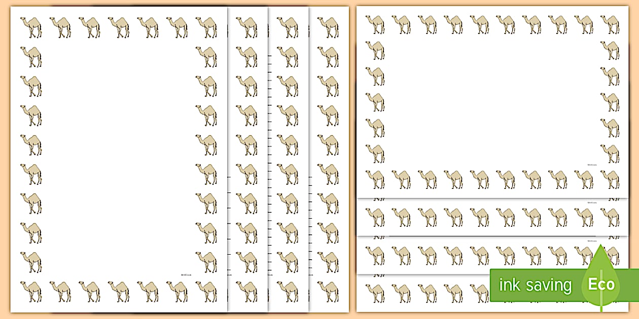 Camel Themed Page Border Pack - Camel Portrait Page Borders- Portrait Page