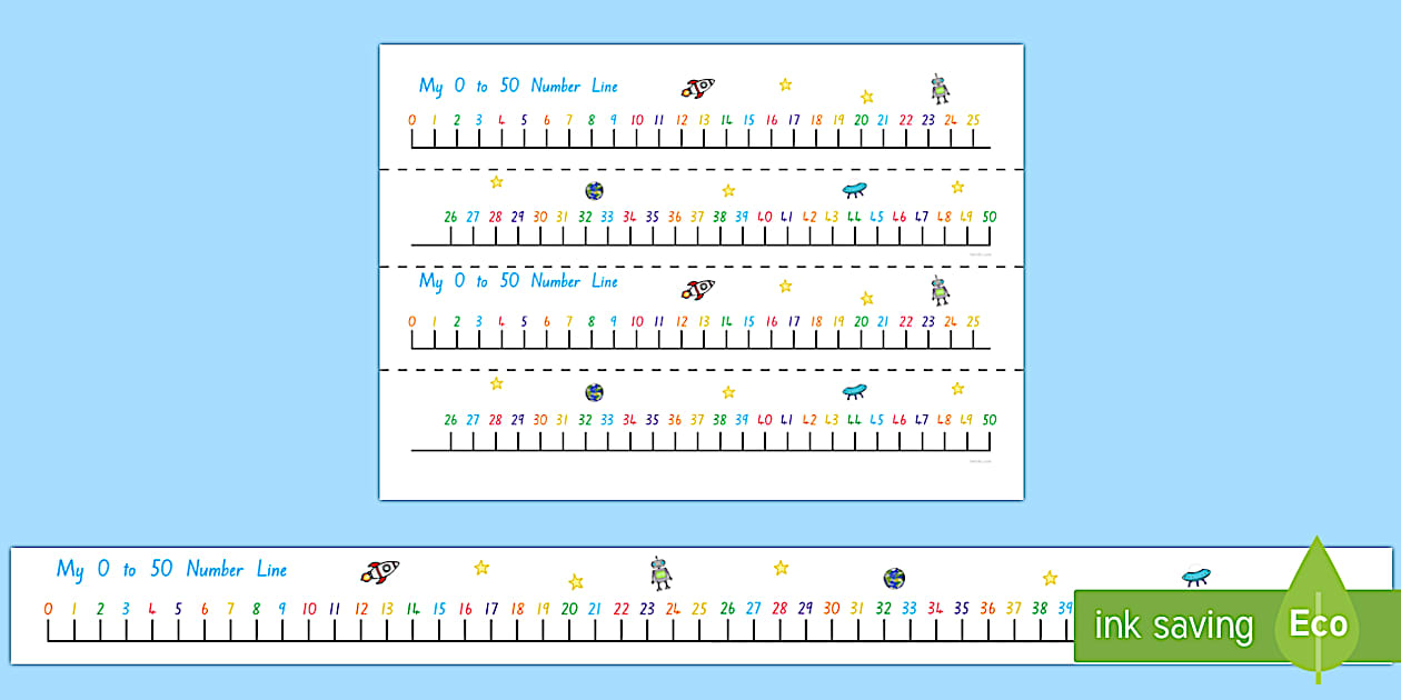 Black and White Numbers 0-50 on a Number Line (teacher made)