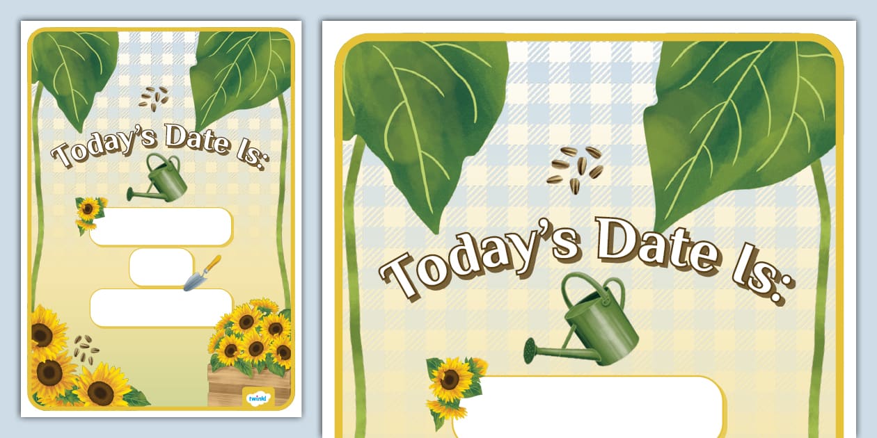 Sunflower-Themed Today's Date Is Display Poster - Twinkl