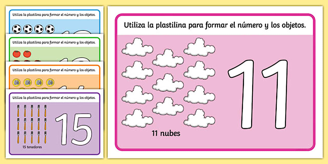 Tapiz de plastilina de los números de 11 a 20 - Twinkl