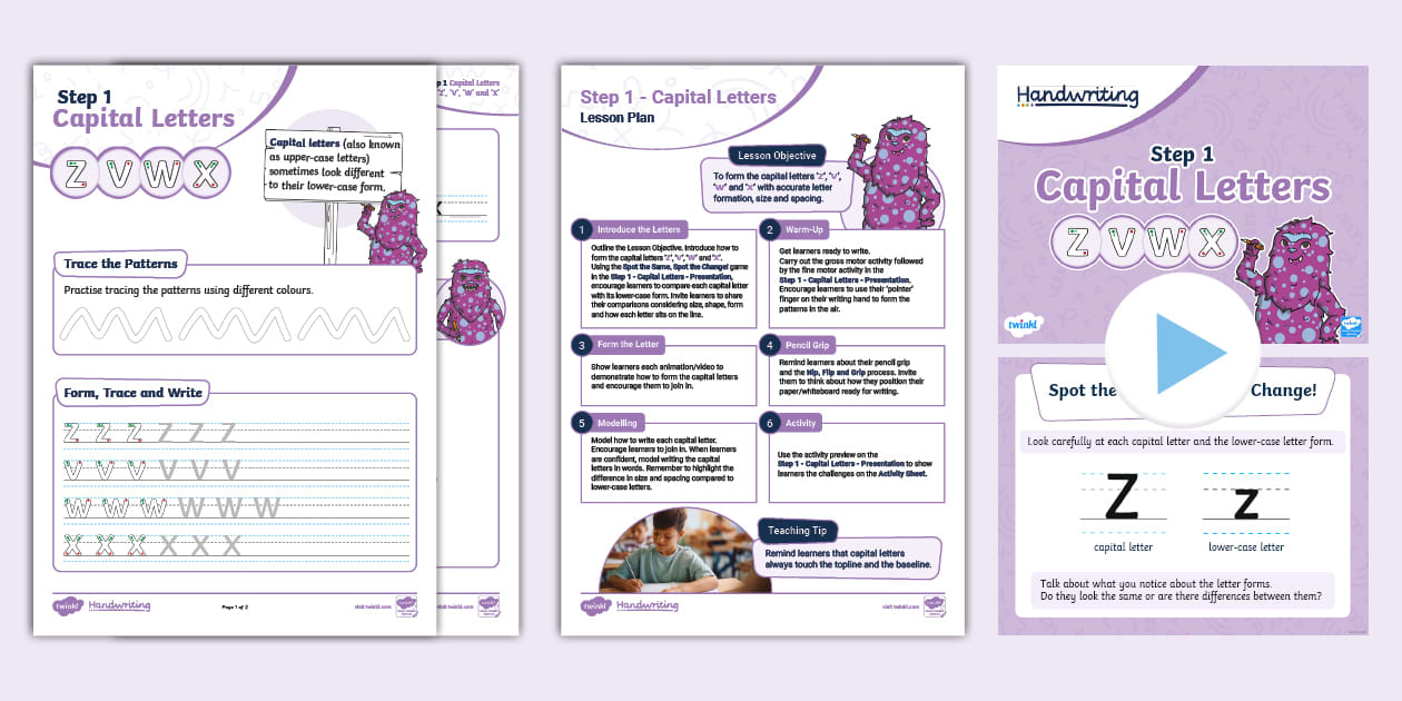 Twinkl Handwriting Scheme: Step 1 Monster Capitals Pack