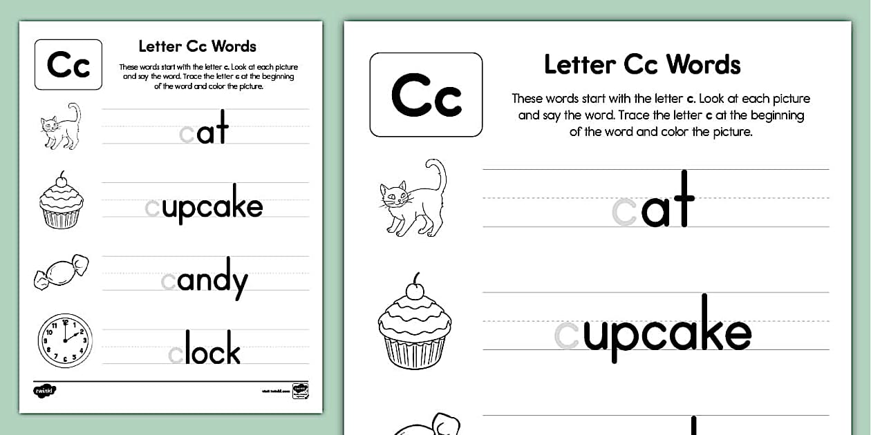 Letter Cc Words: Letter Recognition Worksheet (teacher made)