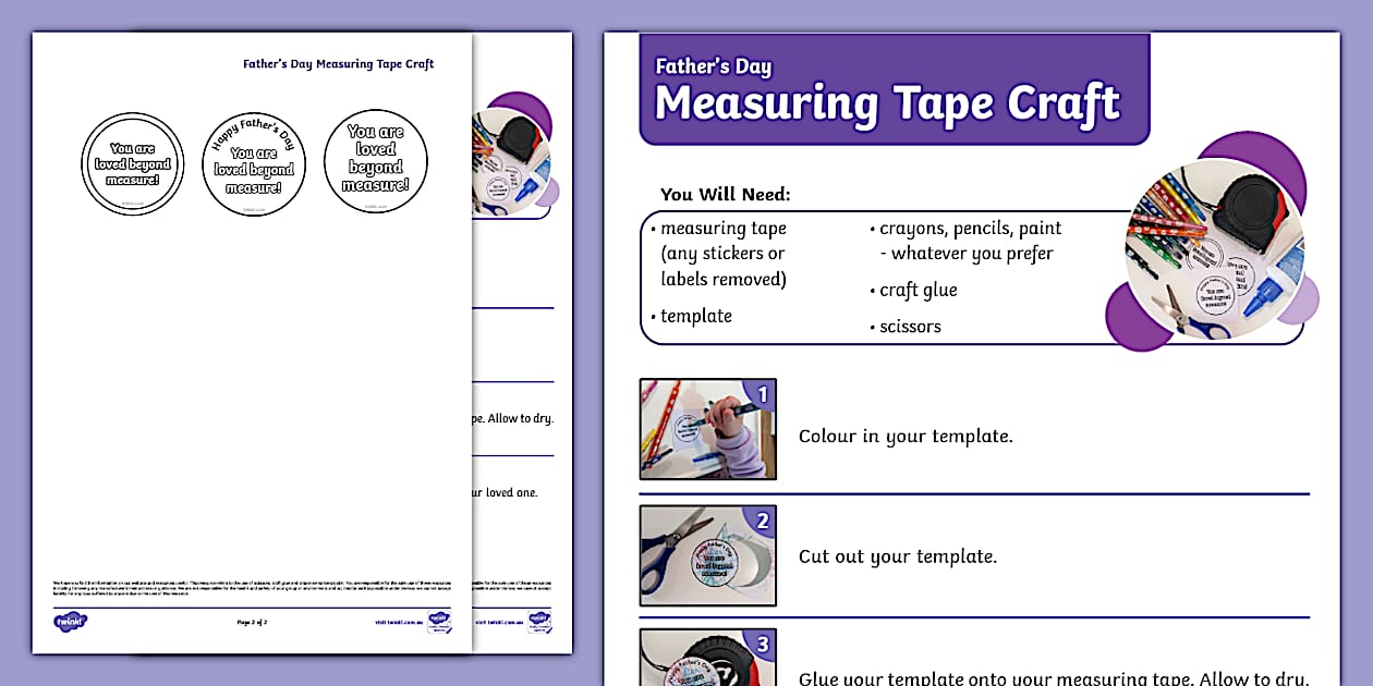 Father's Day Measuring Tape Craft (teacher made) - Twinkl