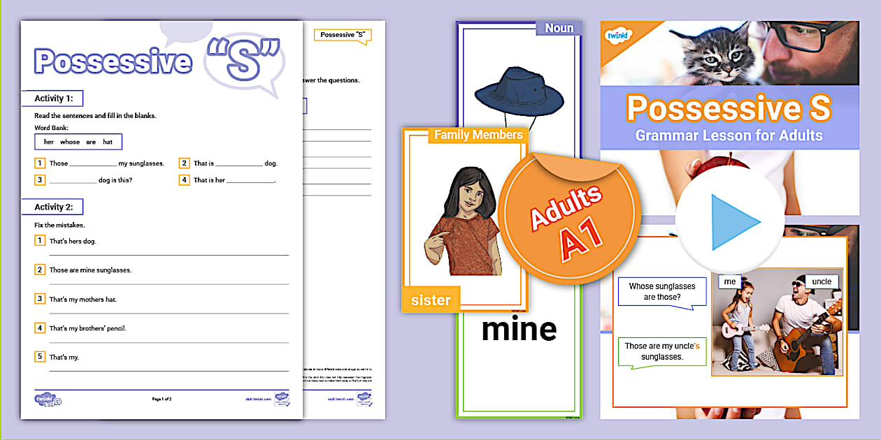 ESL Possessive S Grammar PPT Lesson [Adults, A1] - Twinkl