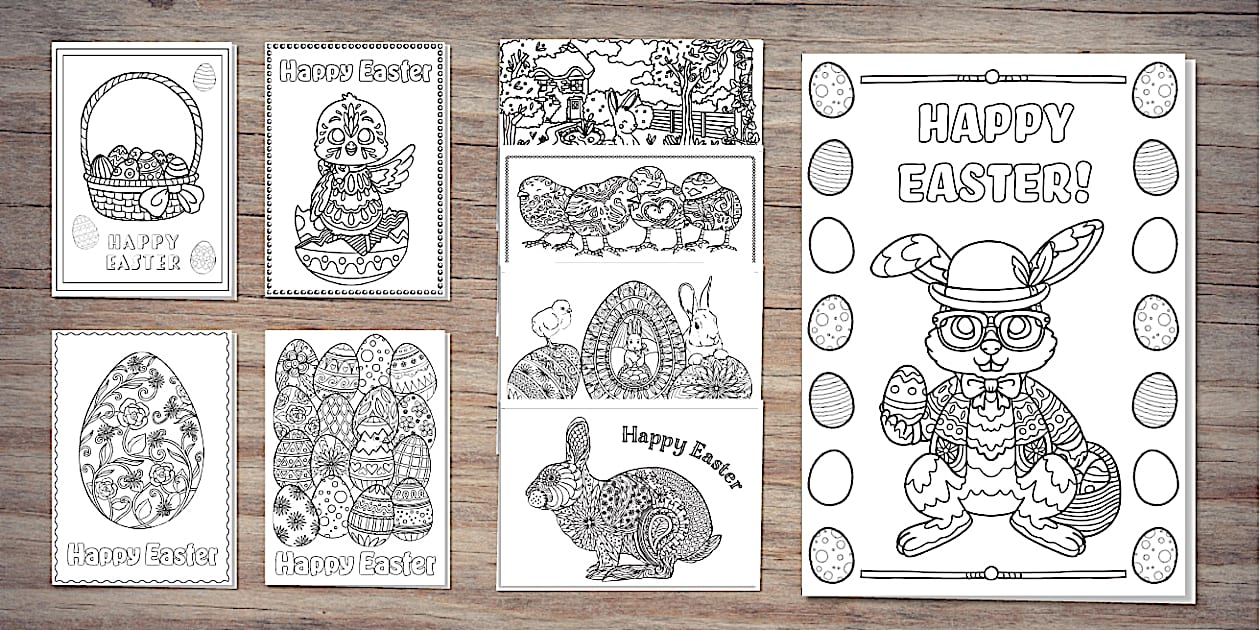 Easter Colouring Cards | Twinkl Party (Teacher-Made)