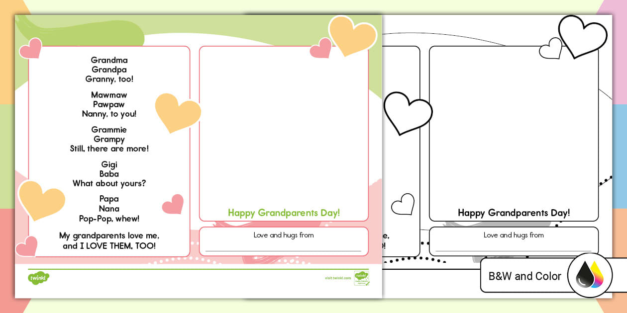 Grandparents day poem | Art activity | Easy to print