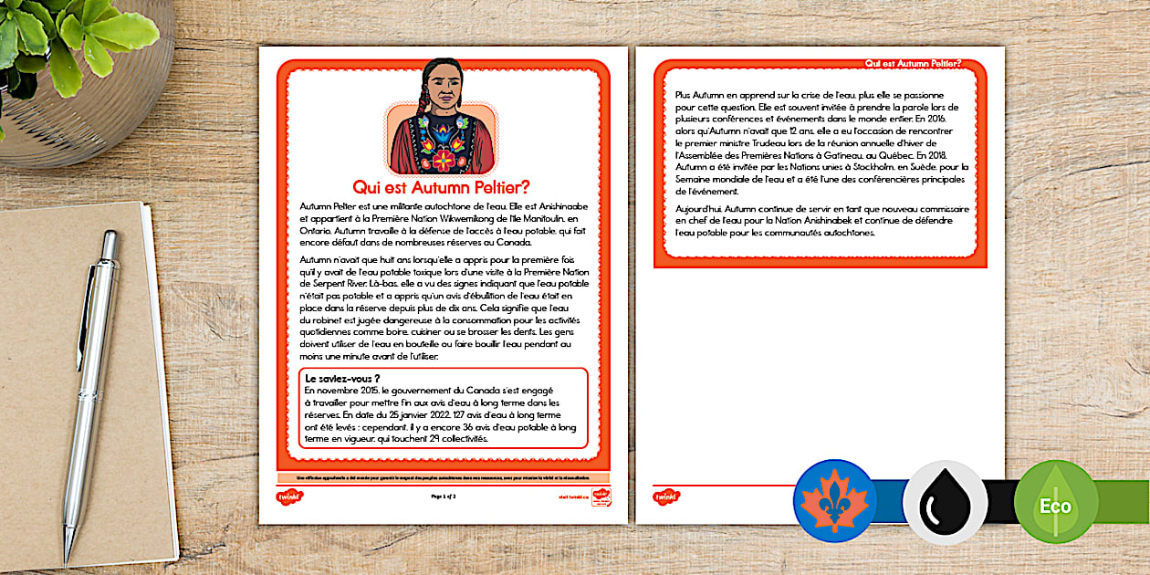 Who is Autumn Peltier? Fact File French - Twinkl