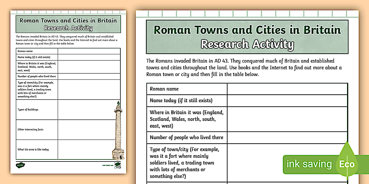 KS2 Roman Towns and Cities in Britain Research Activity