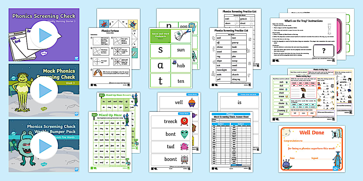 Phonics Screening Survival: Weekly Bumper Pack 3 - Twinkl