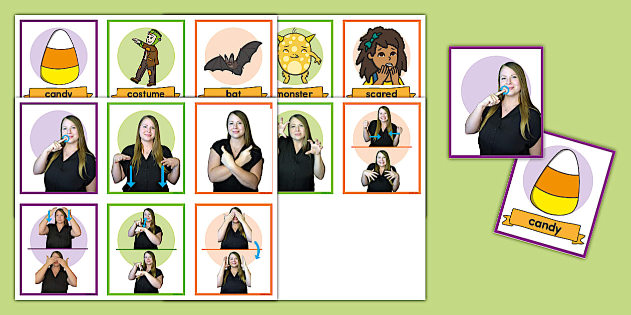 ASL Halloween Matching Cards (teacher made) - Twinkl