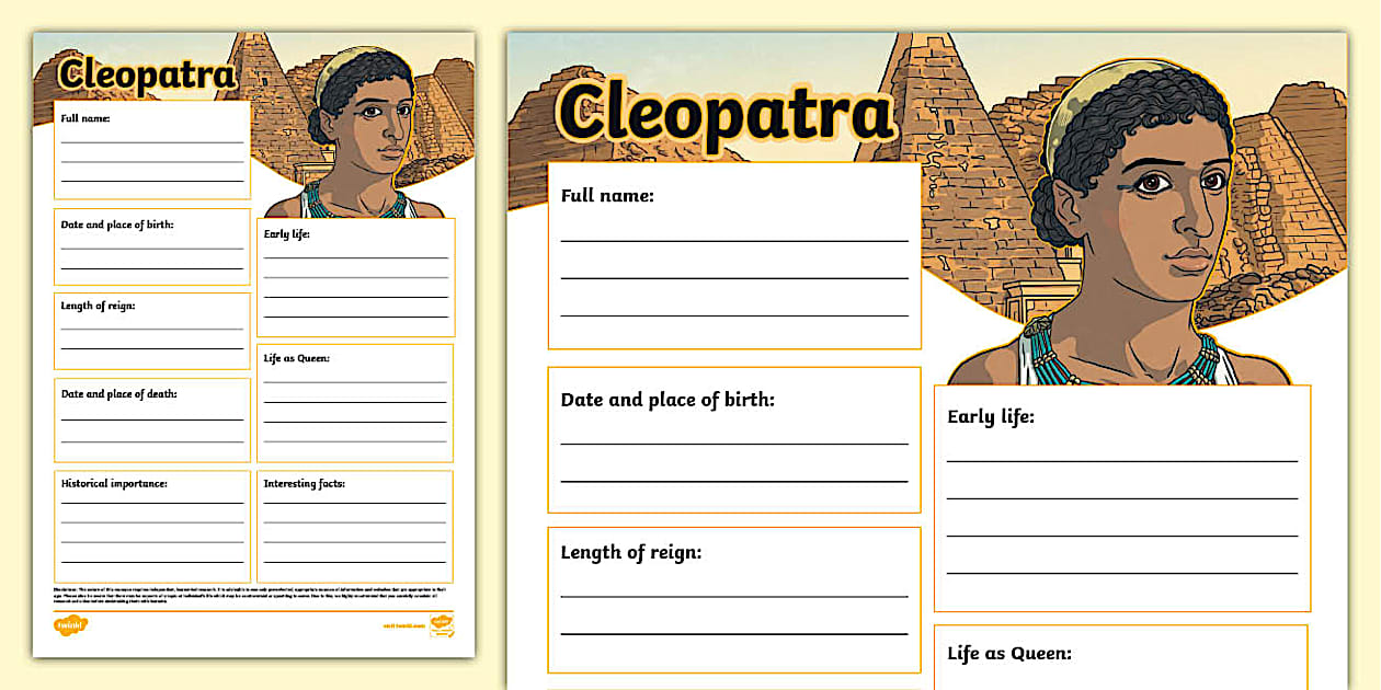 Cleopatra Fact File Template (teacher made) - Twinkl