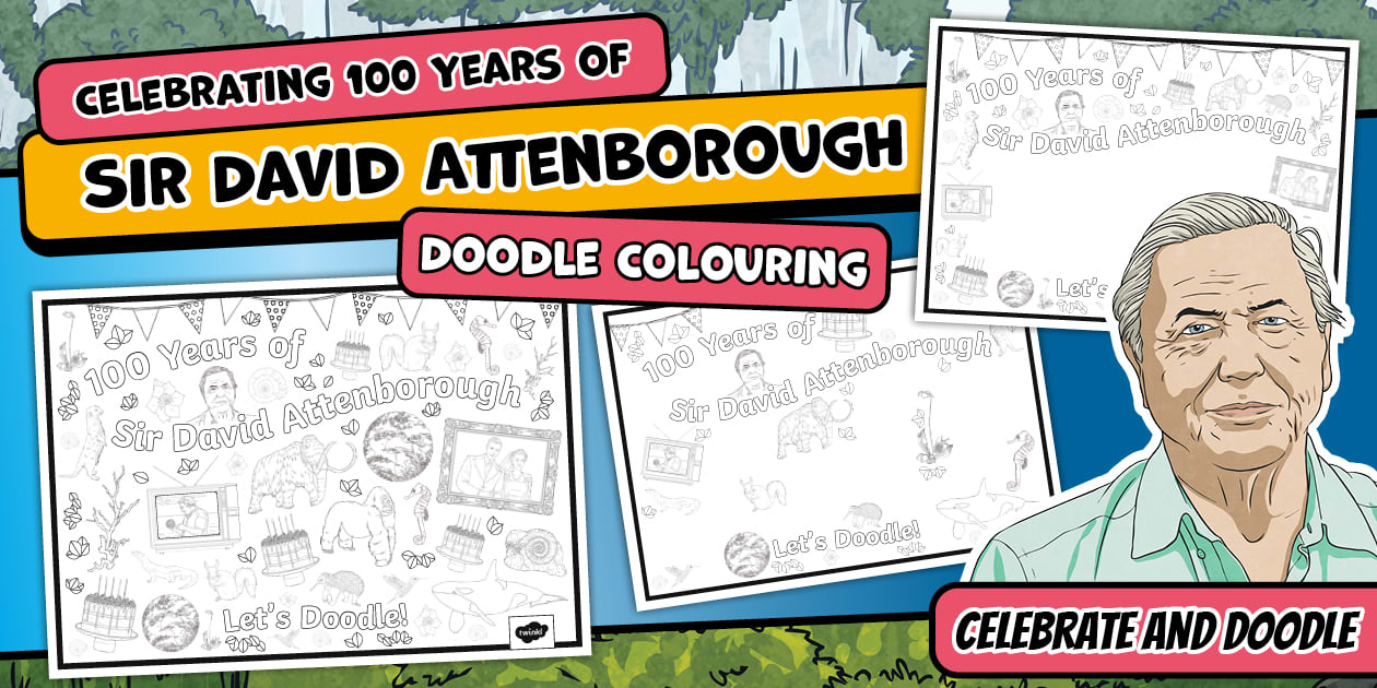 KS2 Celebrating 100 Years of Sir David Attenborough Colouring