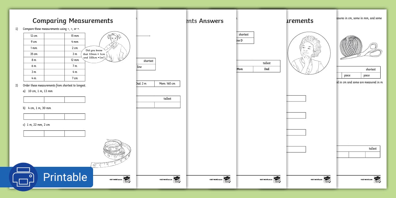 Comparing Lengths Worksheet Pack - Differentiated - Twinkl