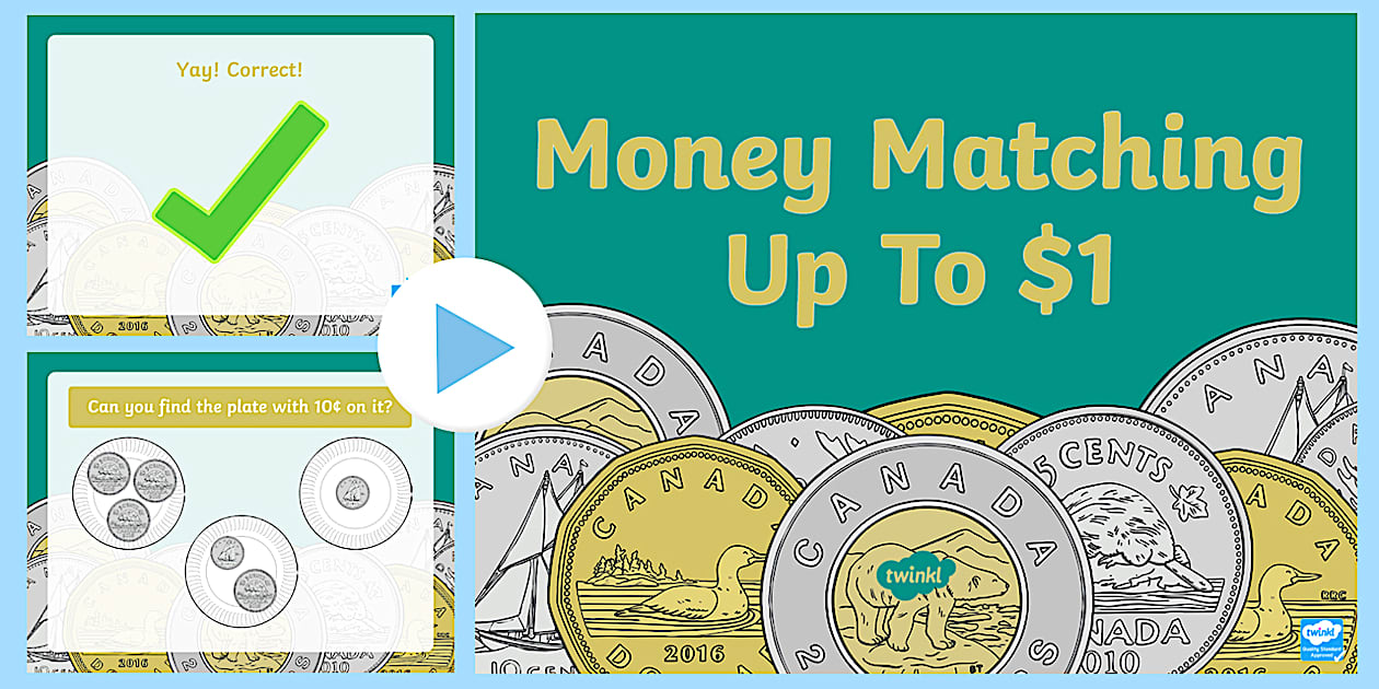 Money Matching Up To $1 PowerPoint Game (teacher made)