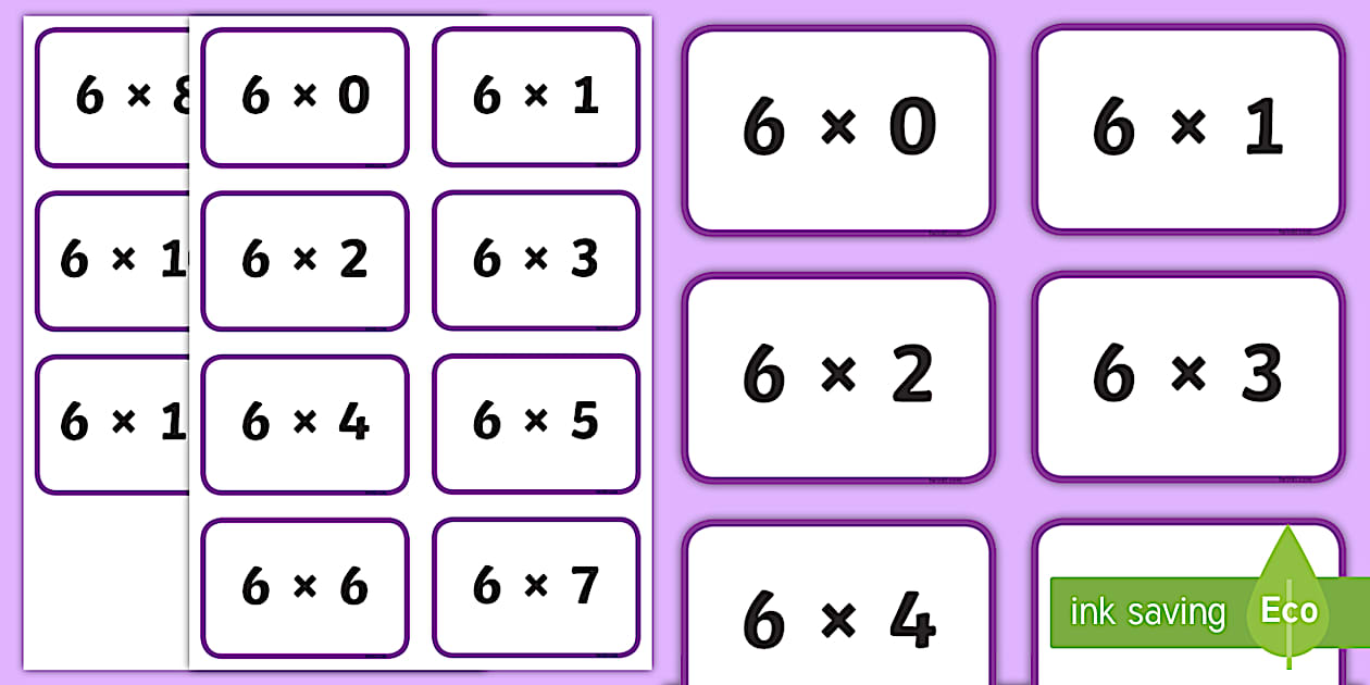 Six Times Tables Flashcards (teacher made) - Twinkl