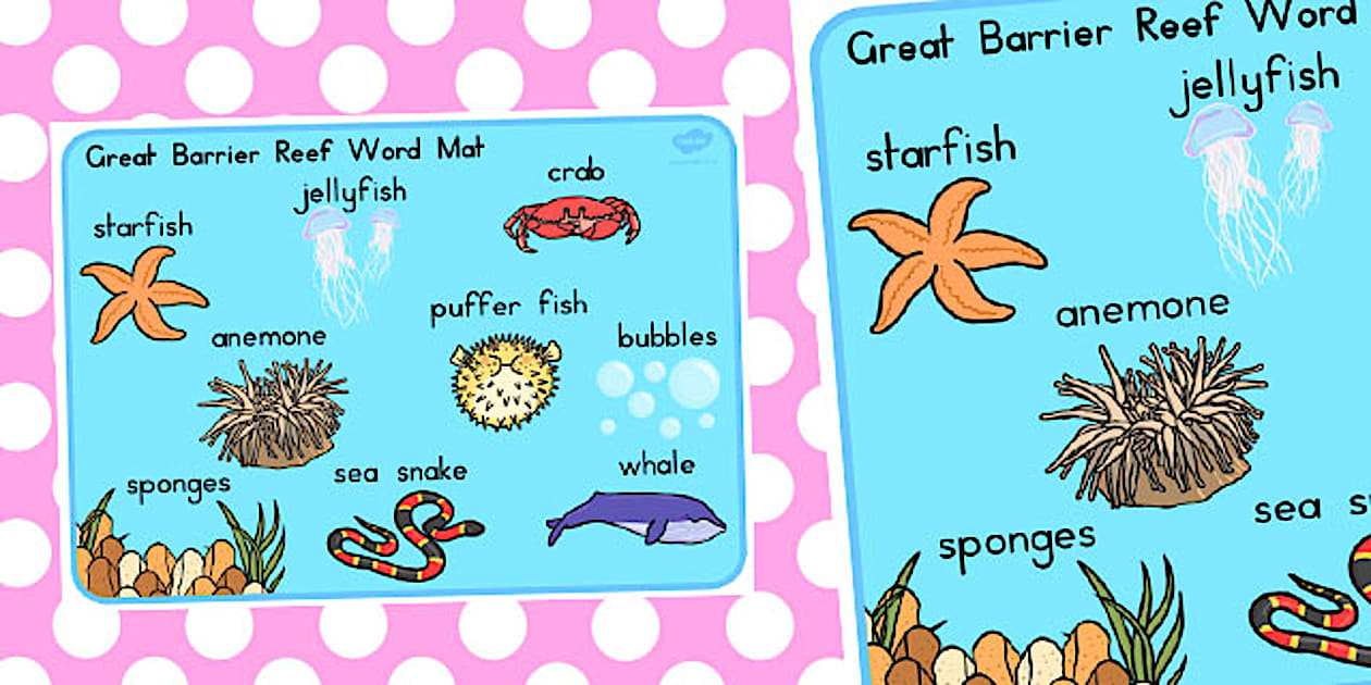 NSW Great Barrier Reef Word Mat (teacher made) - Twinkl