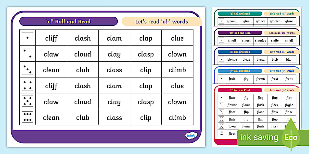 Consonant Blends Read and Roll Board Game Pack - Twinkl