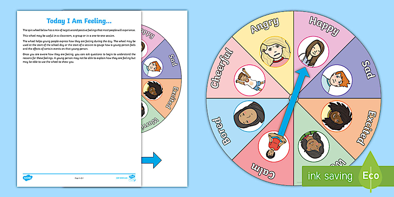 Editable Today I Am Feeling... Spin Wheel Activity - Twinkl