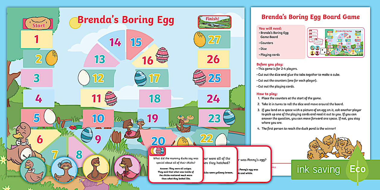 Brenda's Boring Egg Board Game (teacher made) - Twinkl