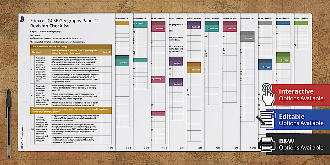 Edexcel iGCSE Geography Paper 2 Revision Checklist | Beyond